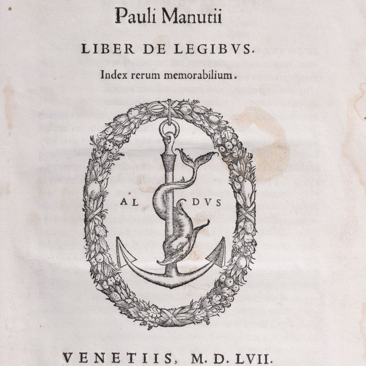 Aldina - Manuzio, Paolo - Antiquitatum romanarum. Liber de legibus ...