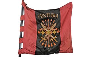 A "Falange" flag with Madrid Coat of Arms Second quarter of the 20th ...