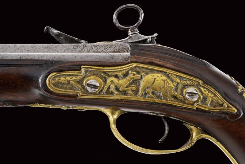 An important and rare wheel lock with double cock first quarter of the ...