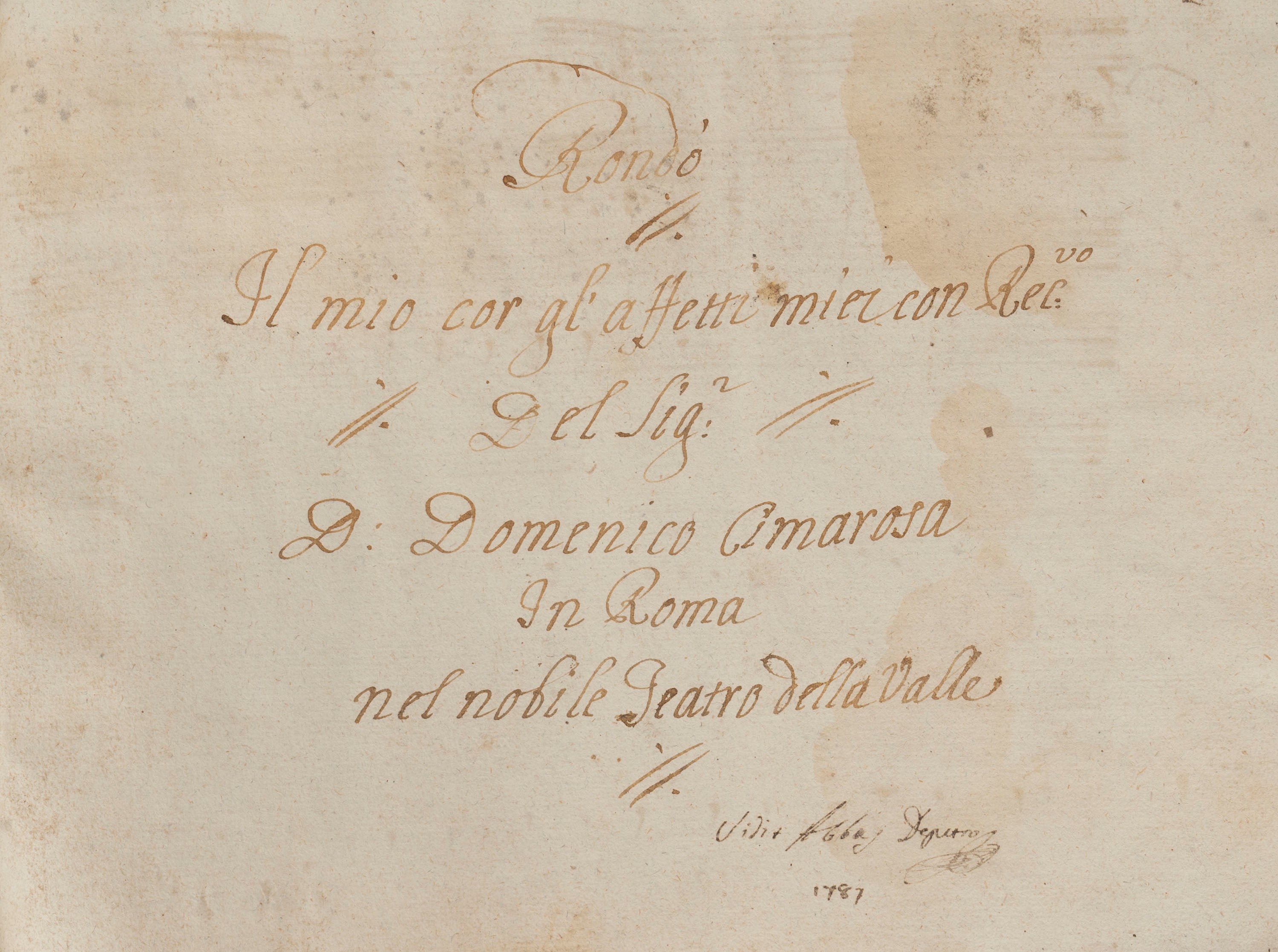 Musica - Spartiti manoscritti - Cimarosa, Domenico / Paisiello ...