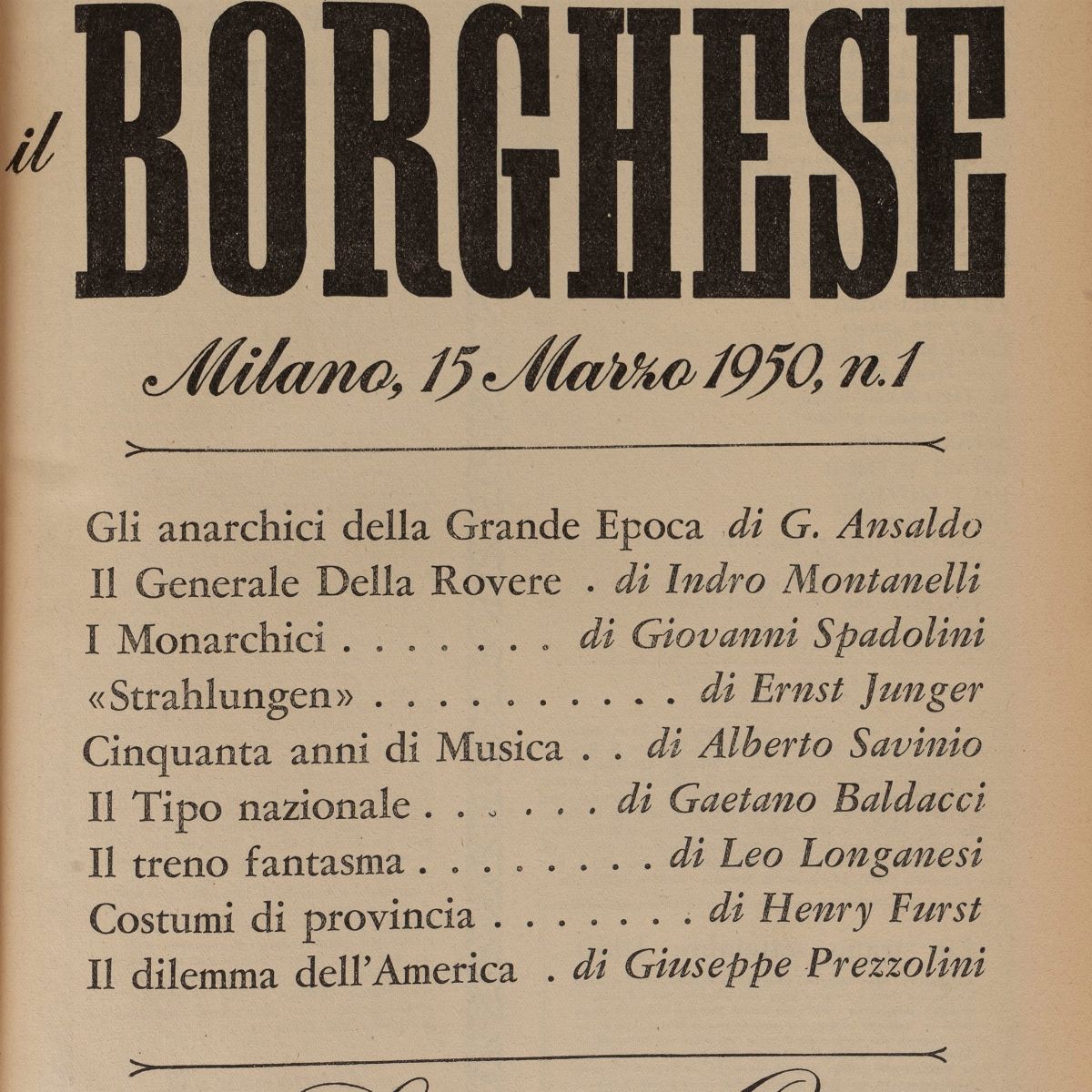 Longanesi, Leo - Il Borghese 1950 | Libri, Autografi e Stampe | Finarte ...