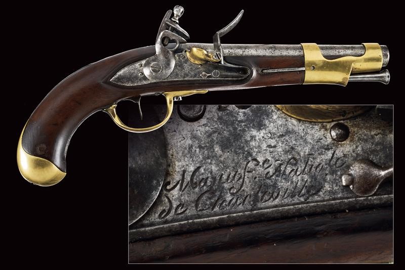 Rara pistola a pietra focaia da cavalleria AN IX d'epoca rivoluzionaria ...