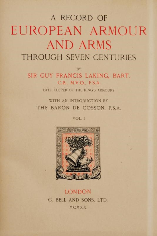 Laking, Sir Guy Francis 1920-1922 | Rare and Fine Antique Arms & Armour ...