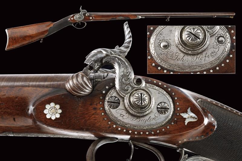 A rare and beautiful double-barreled shotgun by Johannes Hofer 1840 ...
