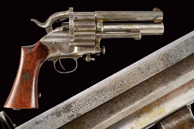 A rare double-barreled Le Mat center-fire revolver 1877 - circa 1880 ...