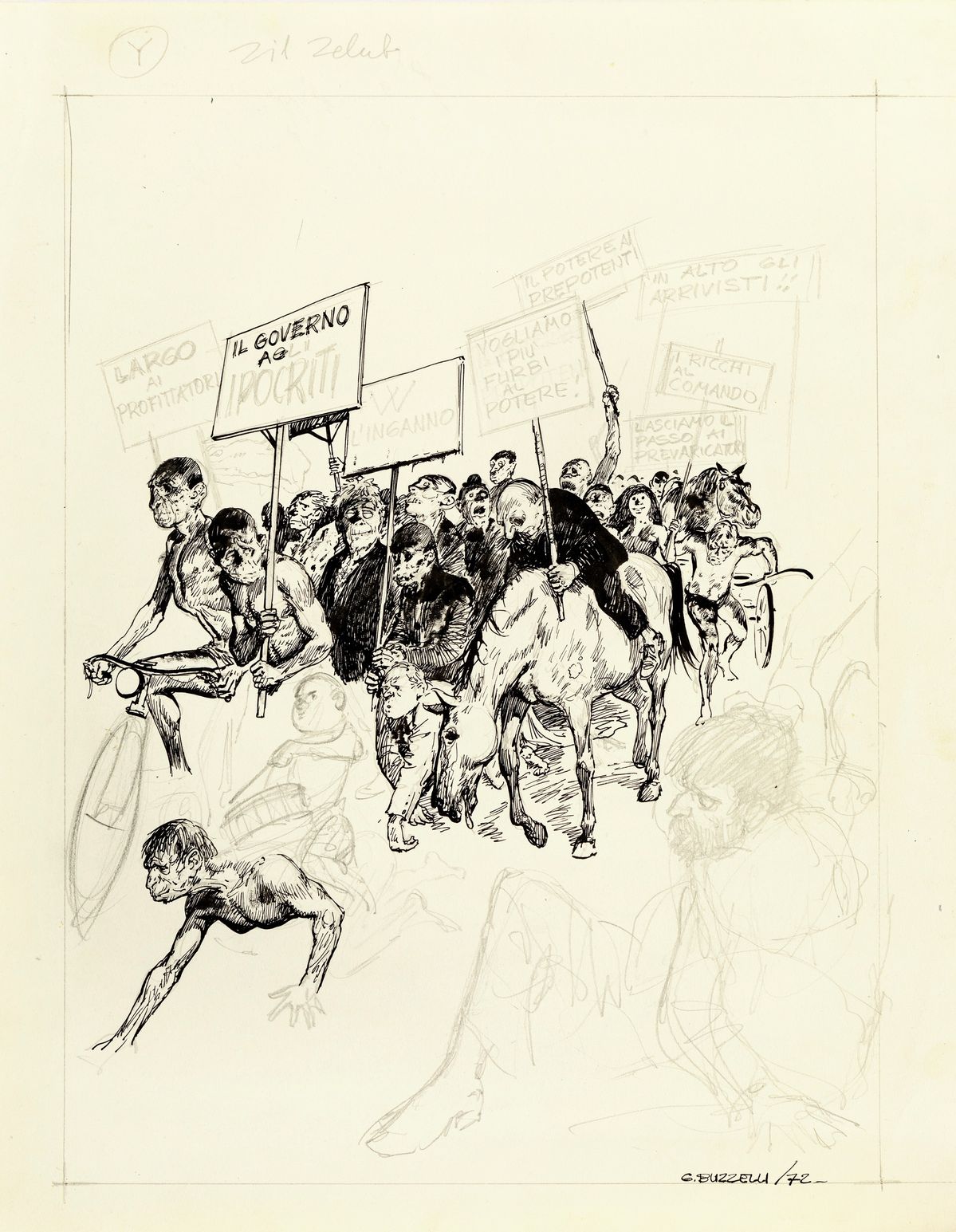 Guido Buzzelli - La marcia dei furbi 1972 | Original Comic Arts ...