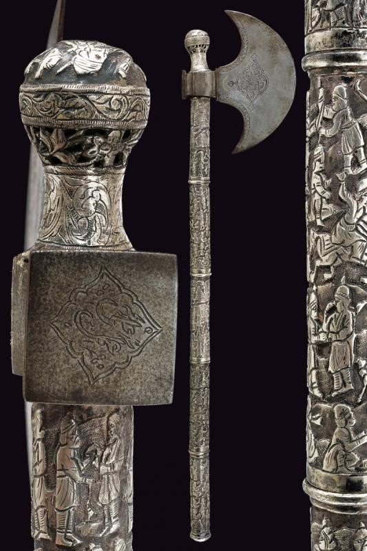A beautiful silver-mounted honour axe - Indopersia First half of the ...