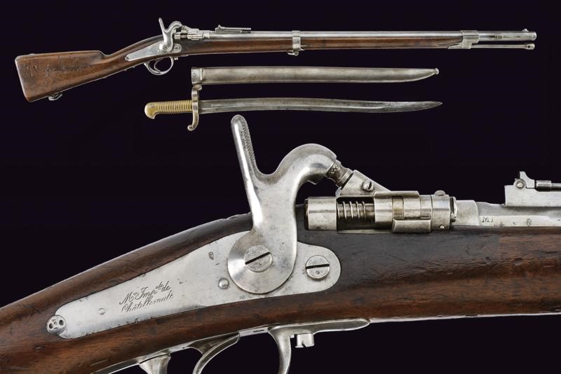 An 1867 model breechloading rifle with bayonet - Chatellerault | Rare ...