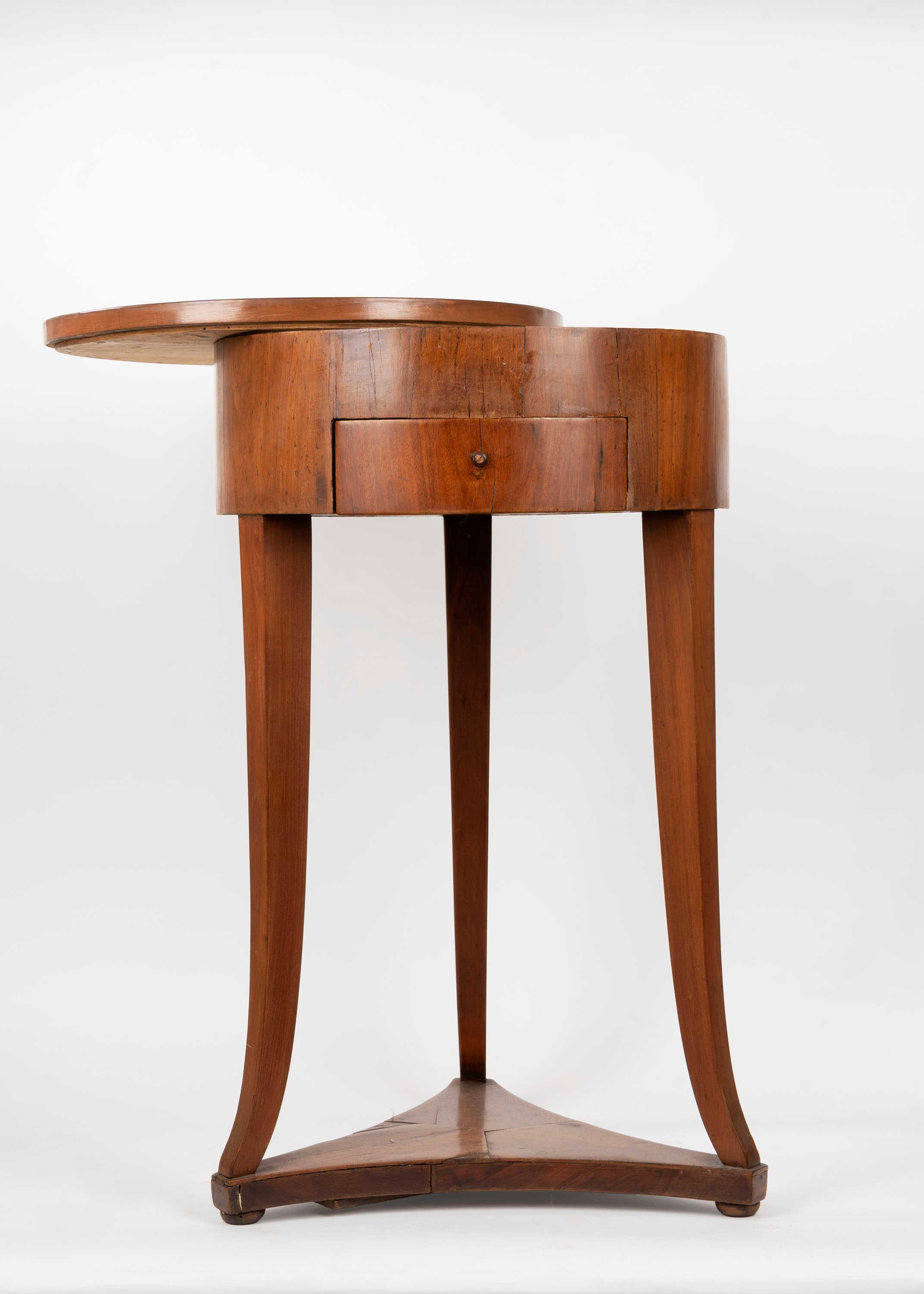 Round wooden work table with tourning top and drawer, 19th century ...