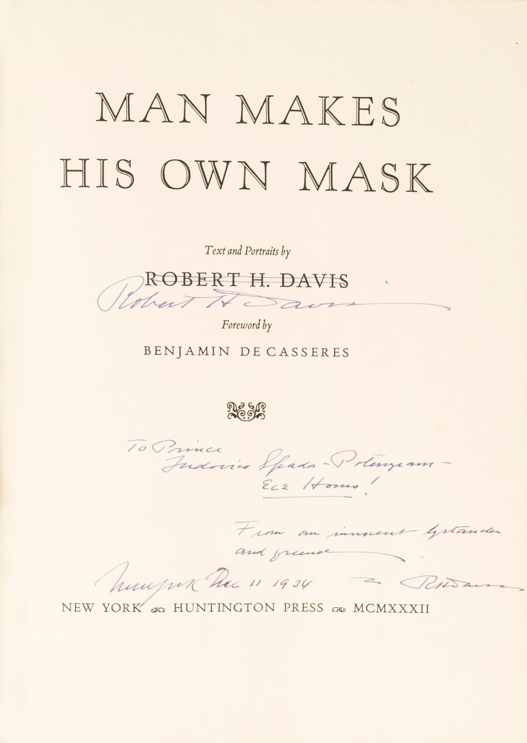 Davis H., Robert - Man makes his own mask 1932 | Books, Autographs ...