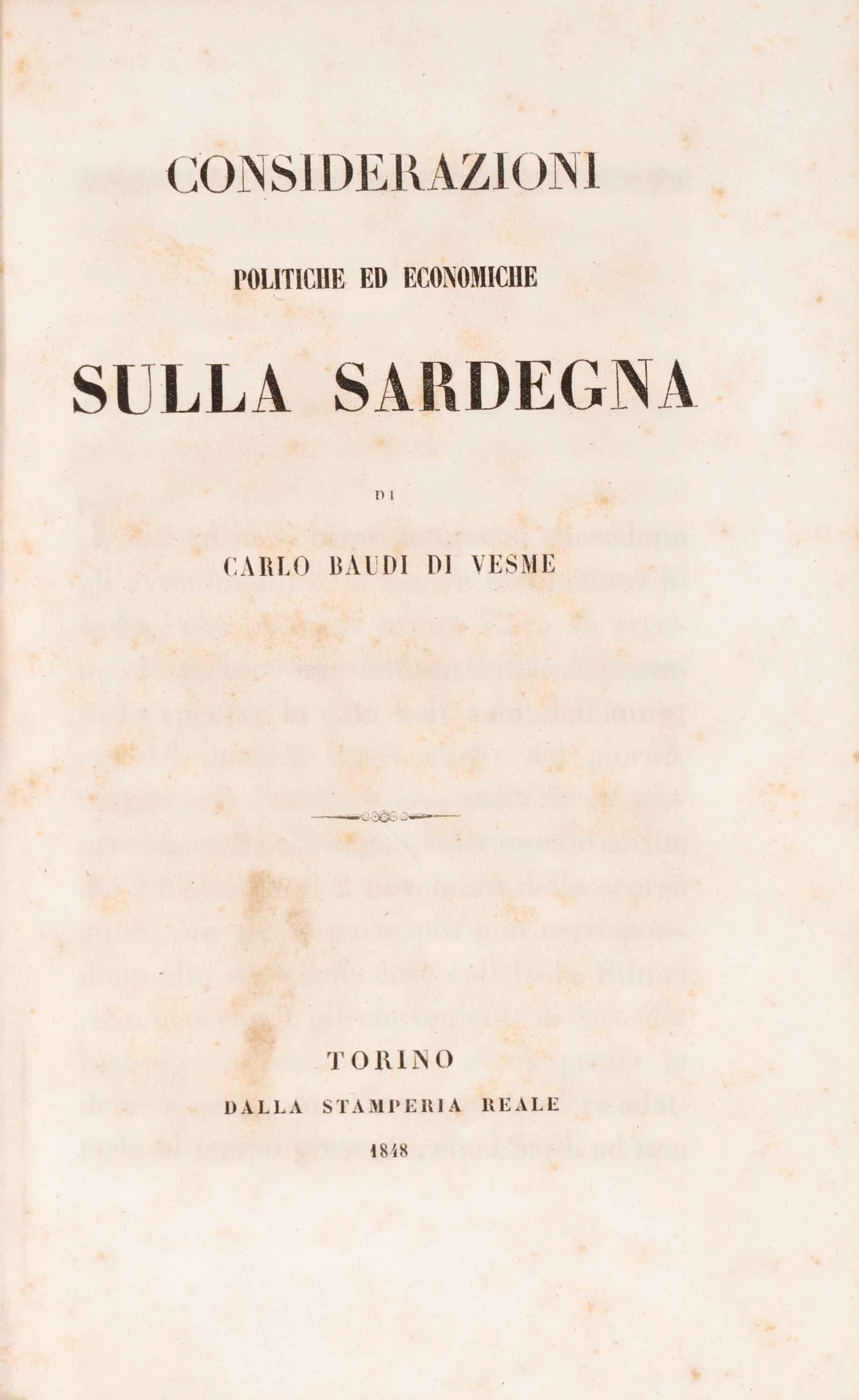 Sardegna - Baudi Di Vesme, Carlo - Political and economic ...