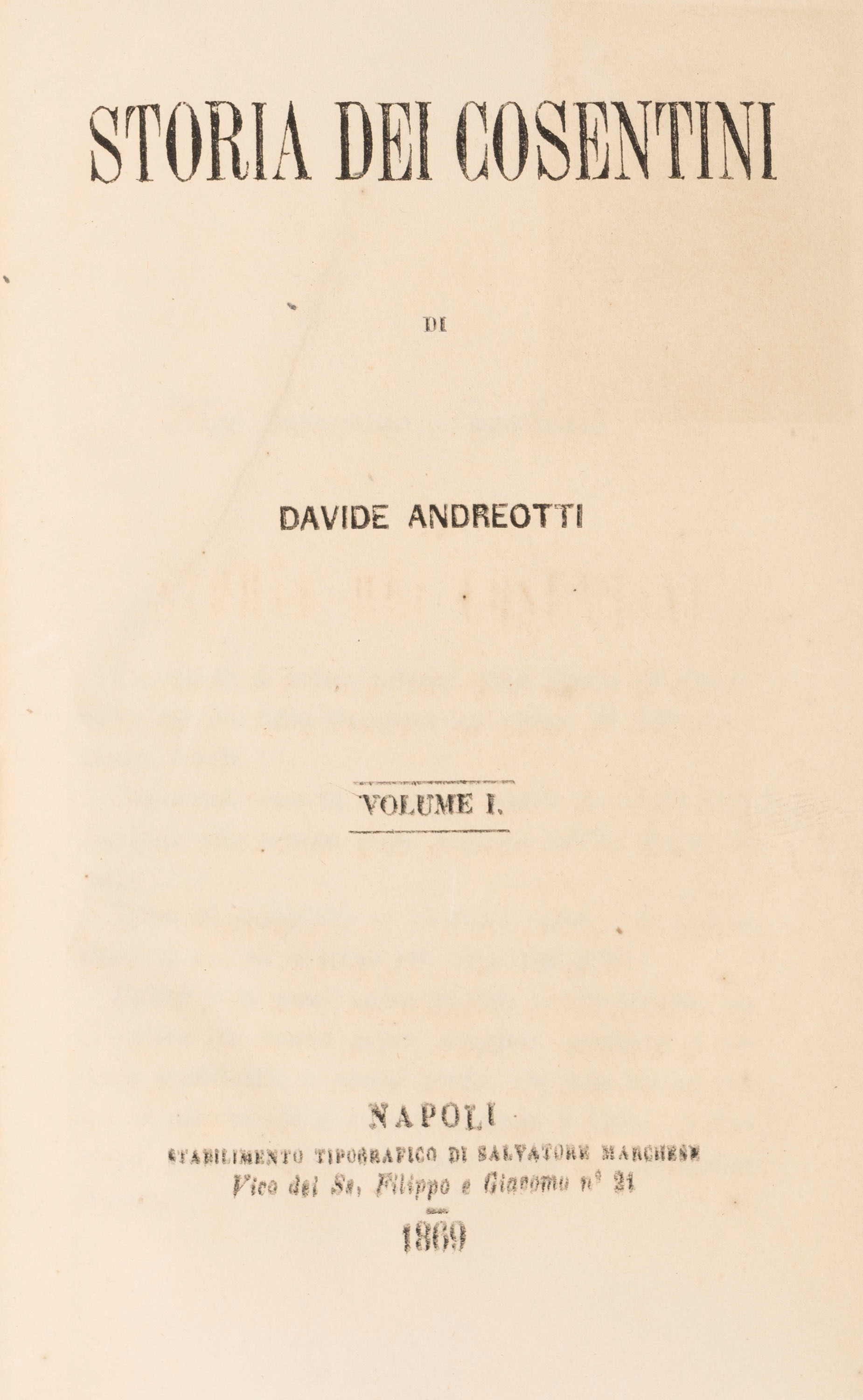 Storia dei cosentini 1869 | Libri, Autografi e Stampe | Finarte, casa d ...