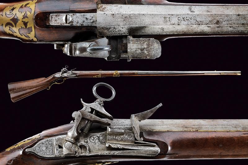 A rare roman style long flintlock gun First half of the 18th Century ...