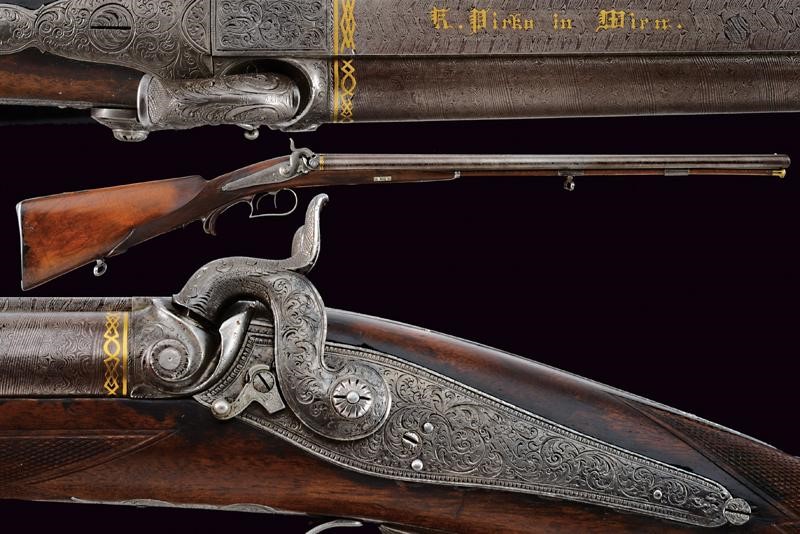 A fine double-barreled percussion gun by Karl Pirko Mid 19th Century ...