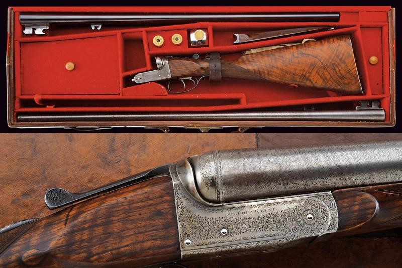 A fine cased breechloading double-barreled gun by Stephen Grant 1885-90 ...
