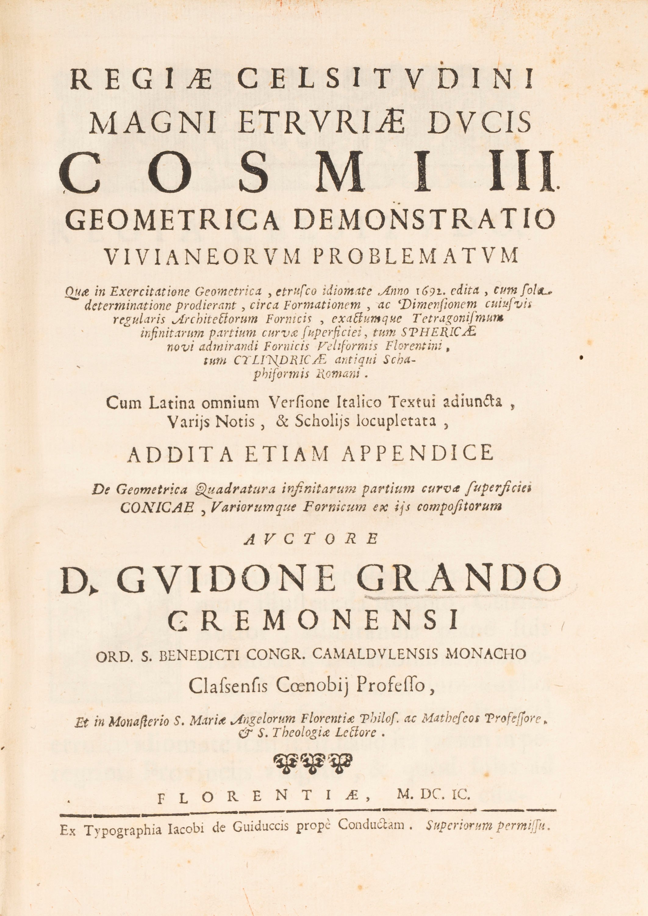 Geometria - Grandi, Guido - Geometrica demonstratio Vivianeorum ...