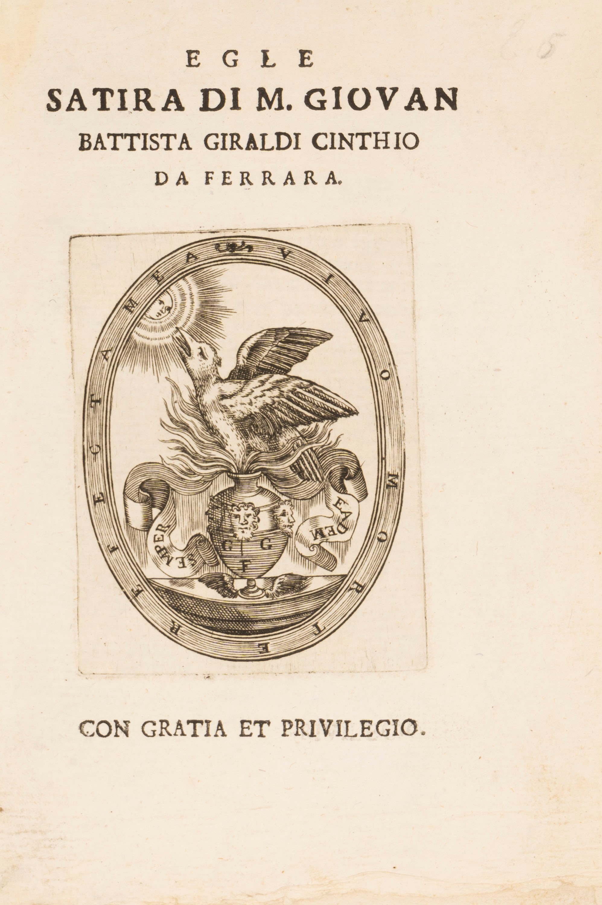 Giraldi, Giambattista - Egle Satire by M. Giovan Battista Giraldi ...