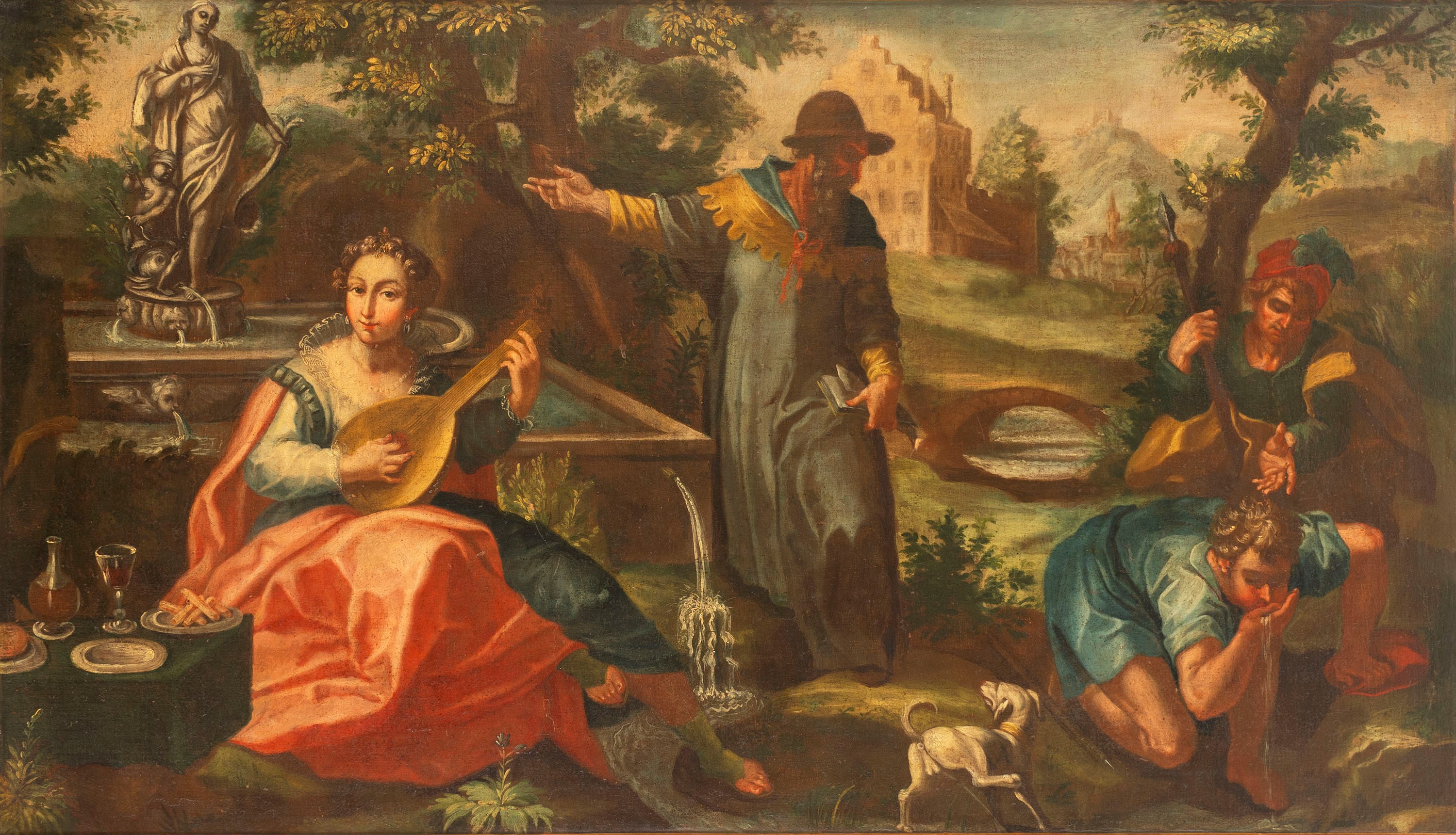 Pittore fiammingo attivo in Italia, secolo XVII - Scena allegorica con ...