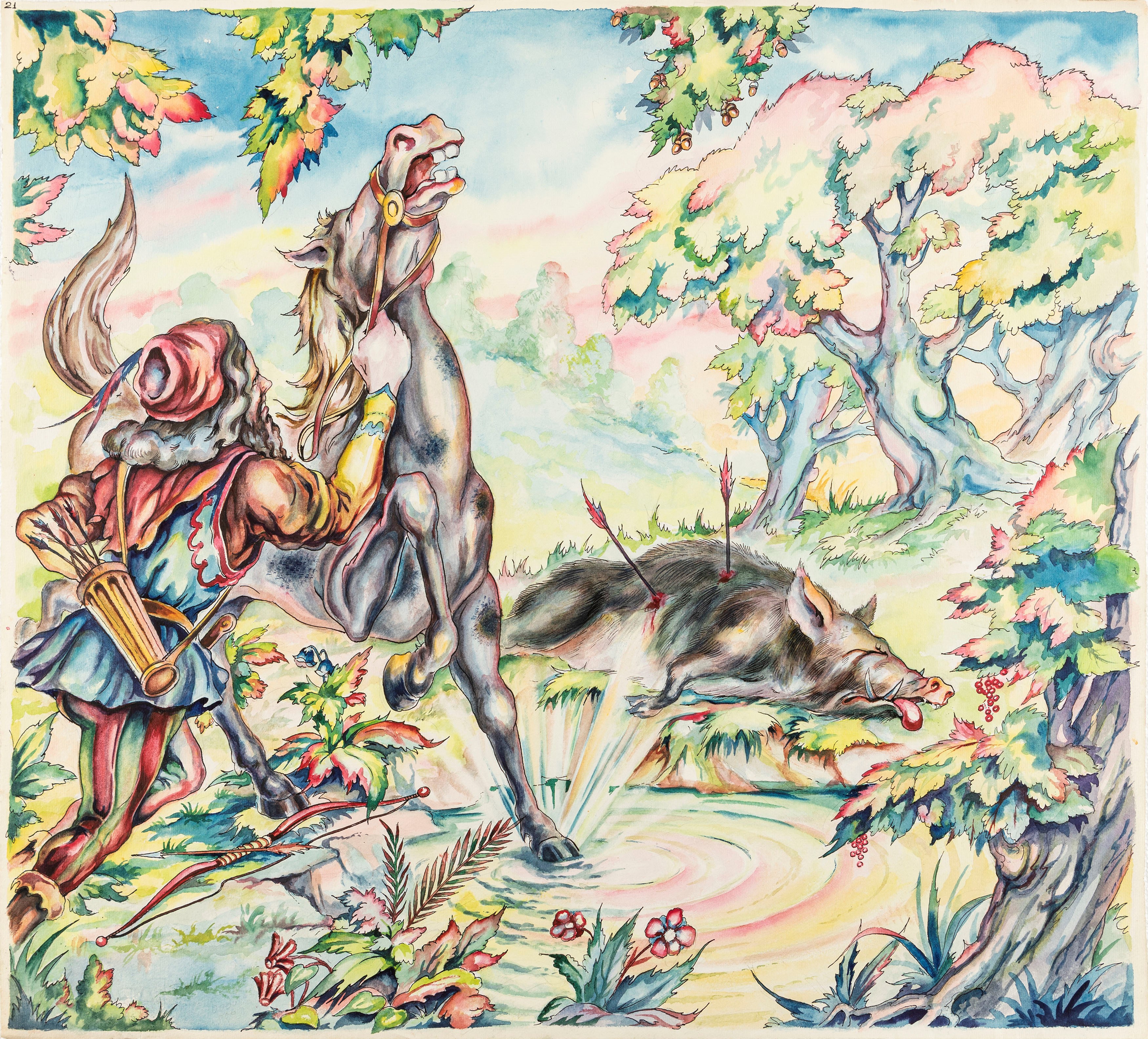L. Lucchetti - Aesopian Fables - The Horse and the Boar anni 50 ...