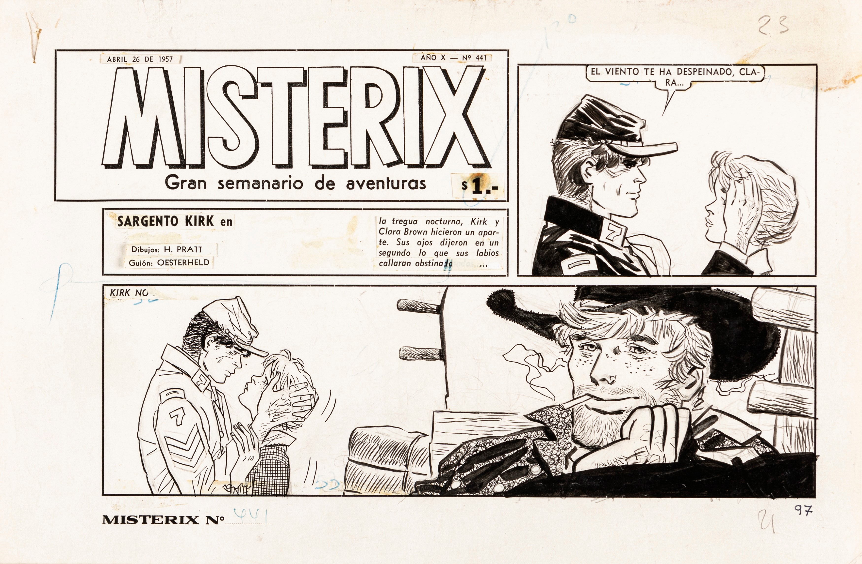 Hugo Pratt - Sergeant Kirk - Trail of Blood 1957 | Original Comic Arts ...