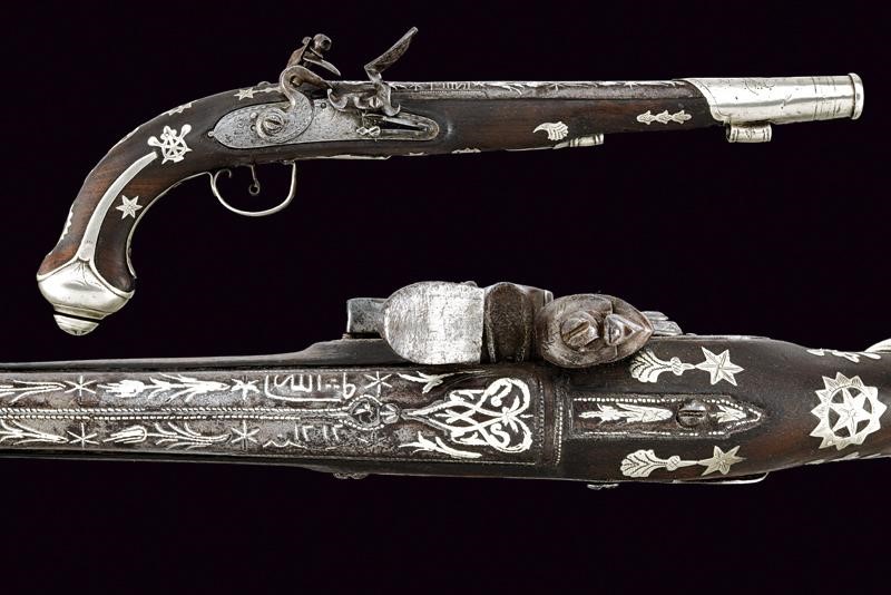 A silver-mounted flintlock pistol Mid 19th Century | Fine Antique Arms ...