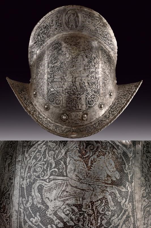 An important and fine etched morion circa 1600 | Fine Antique Arms and ...