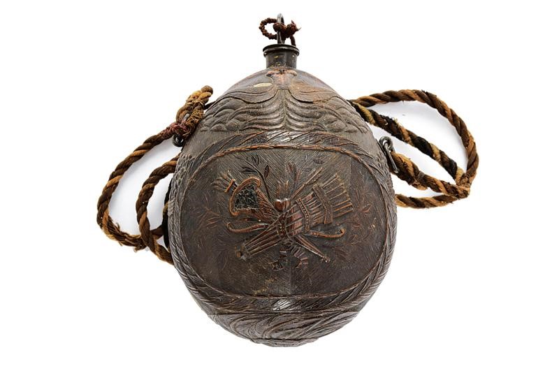 A rare coconut powder flask | Fine Antique Arms and Militaria from ...