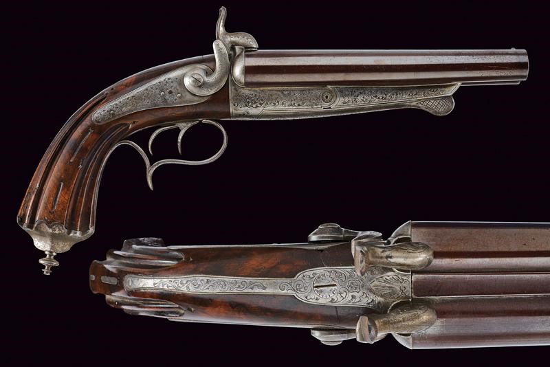 A double-barreled pin-fire pistol | Fine Antique Arms and Militaria ...