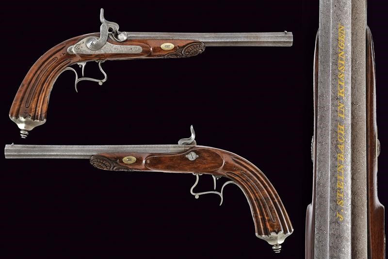 A fine pair of beautiful percussion target pistols by J. Steinbach of ...