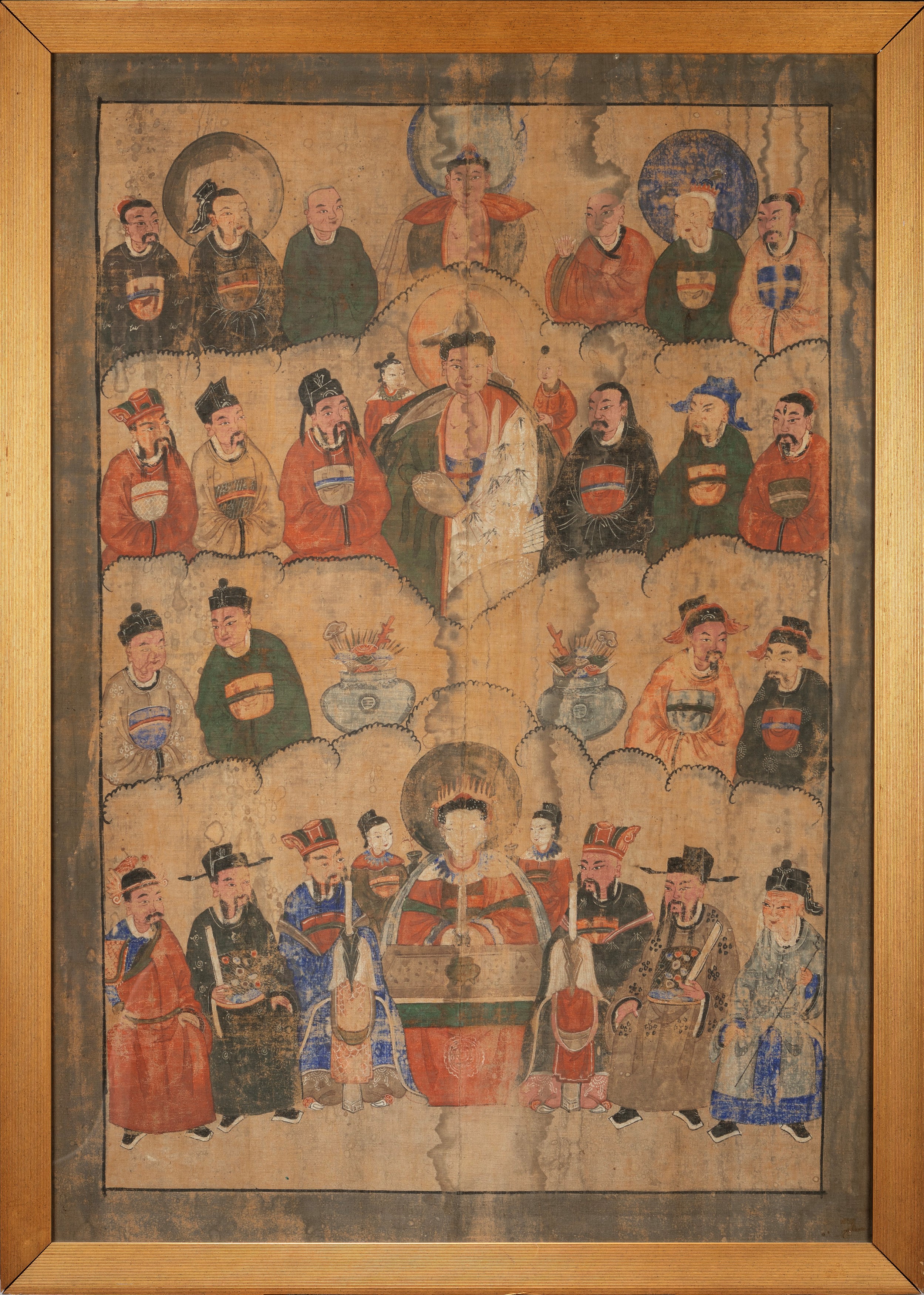 GRANDE DIPINTO SU SETA RAFFIGURANTE CORTEO DI FIGURE Cina, fine XIX ...