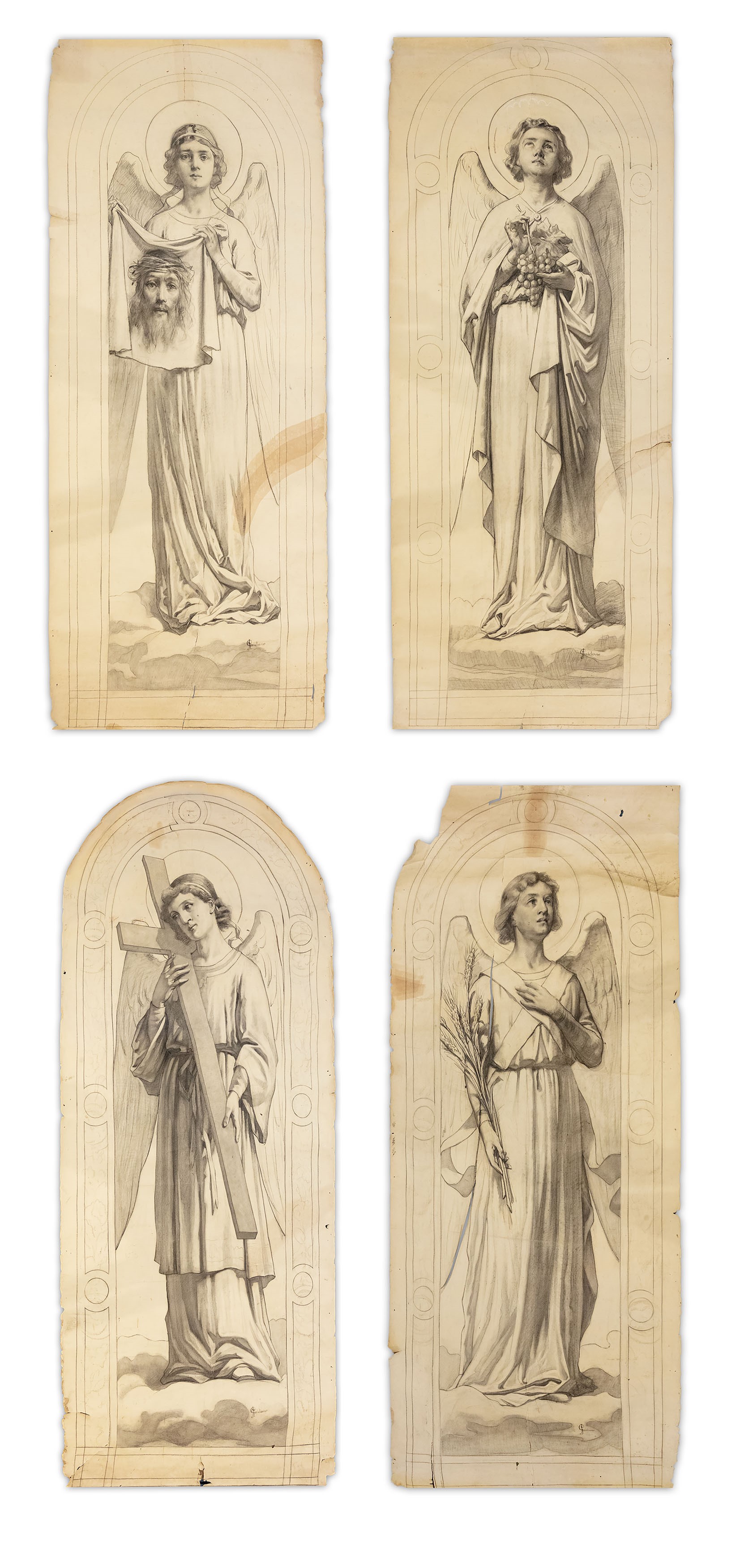 Paolo Gaidano - Angel with Veronica; Angel with a bunch of grapes ...