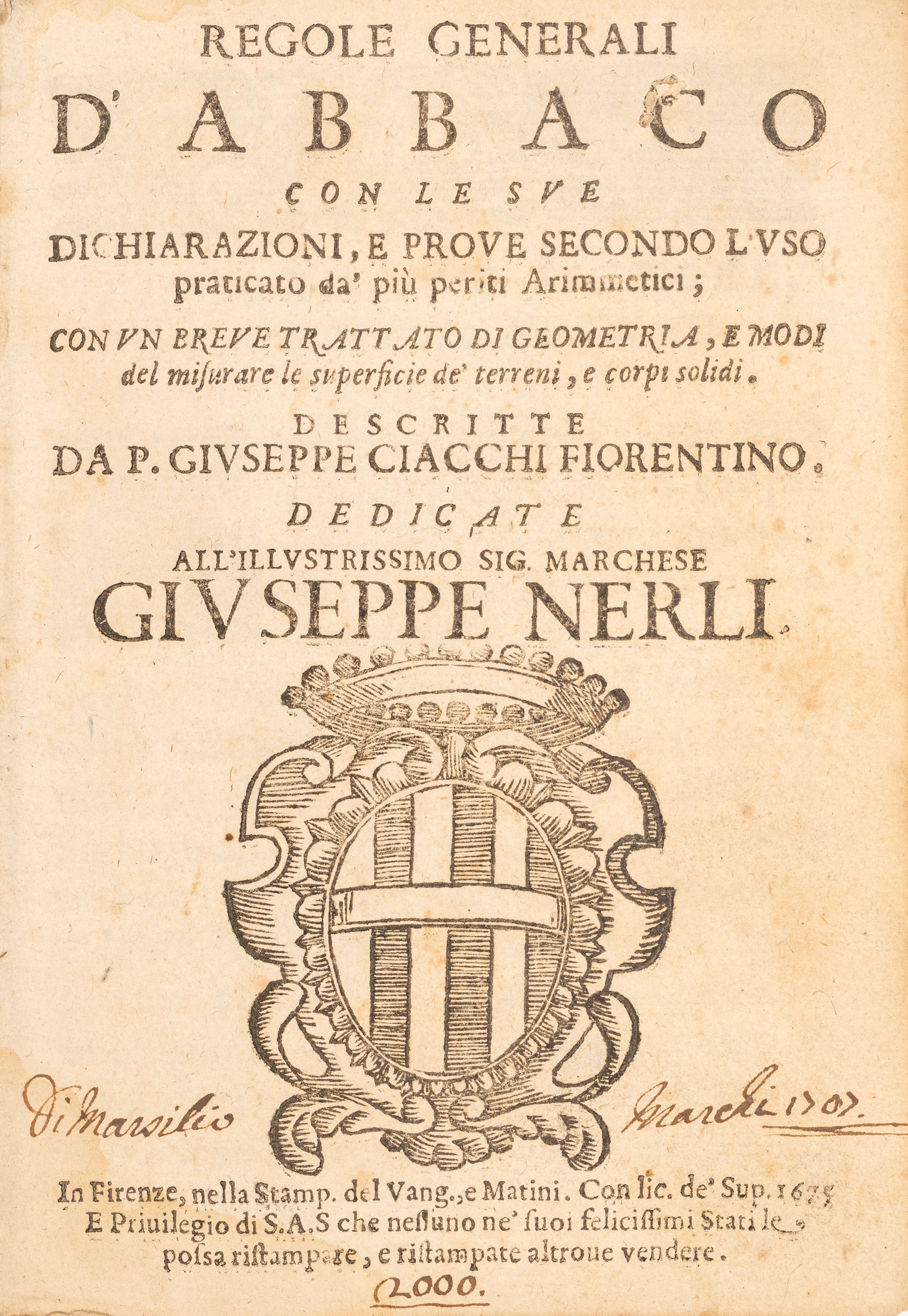 Ciacchi, Giuseppe - General rules of abacus with its declarations 1675 ...