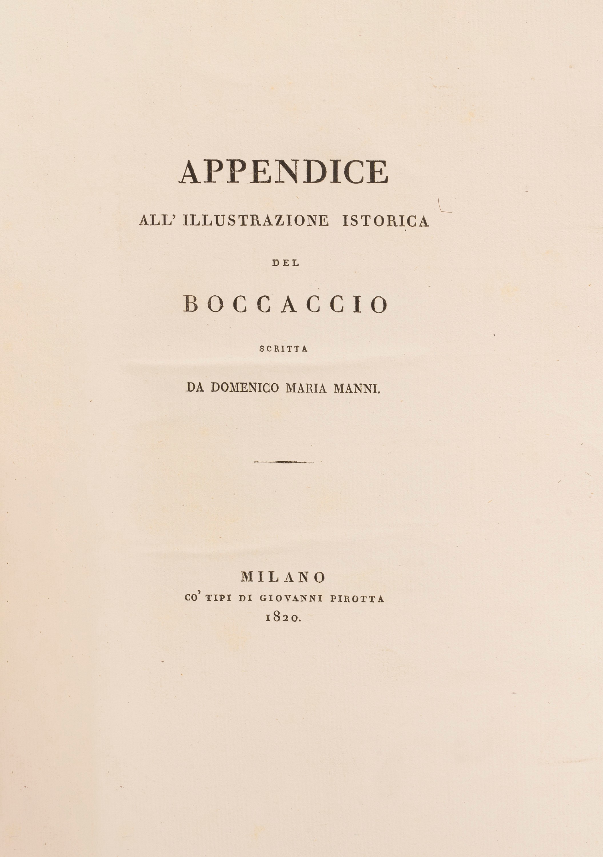 Boccaccio, Giovanni / Manni, Domenico Maria - Appendice all ...