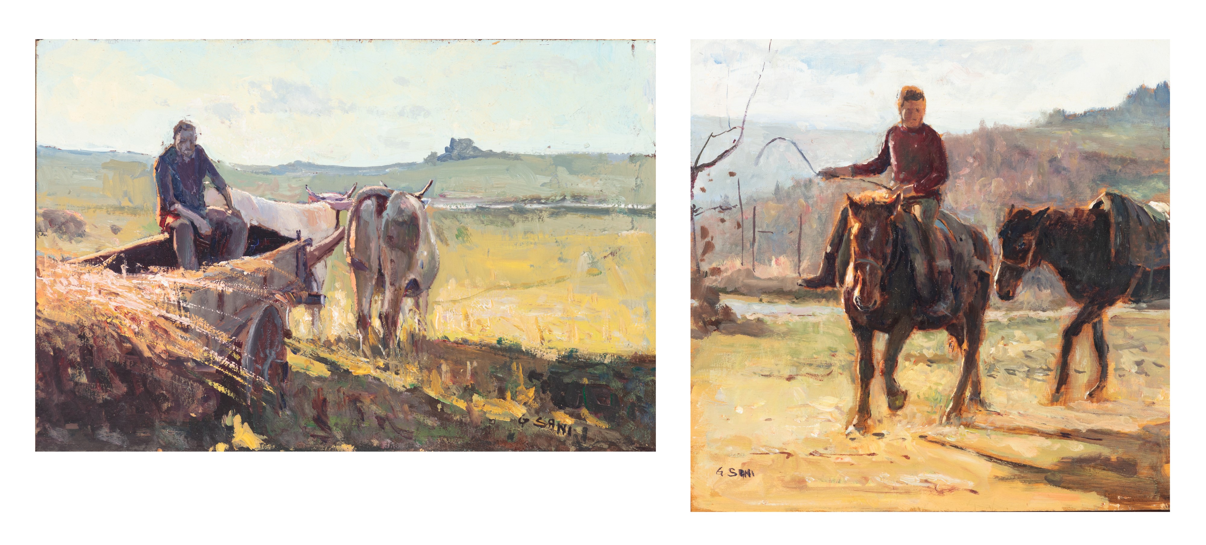 Giancarlo Sani - Working in the fields; The horse trainer | Paintings ...