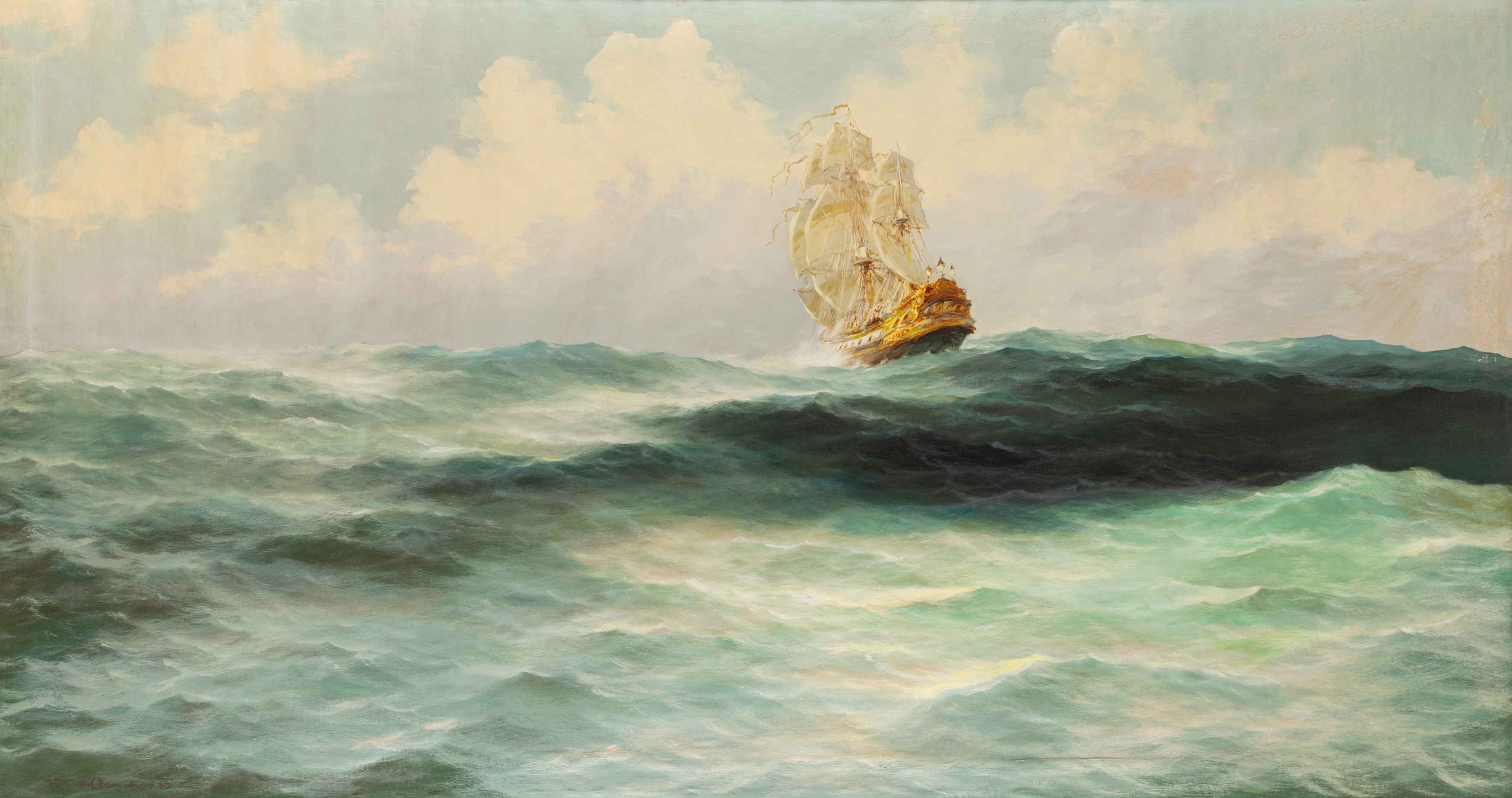 Rudolf Claudus - Veliero in alto mare 1960 | Importanti Dipinti e ...
