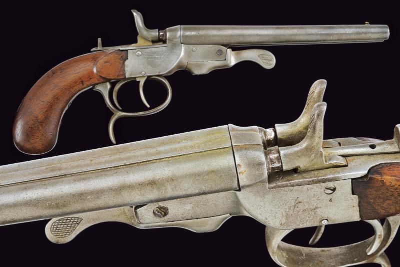A double-barreled center fire pistol about 1880 | The Antique Arms ...
