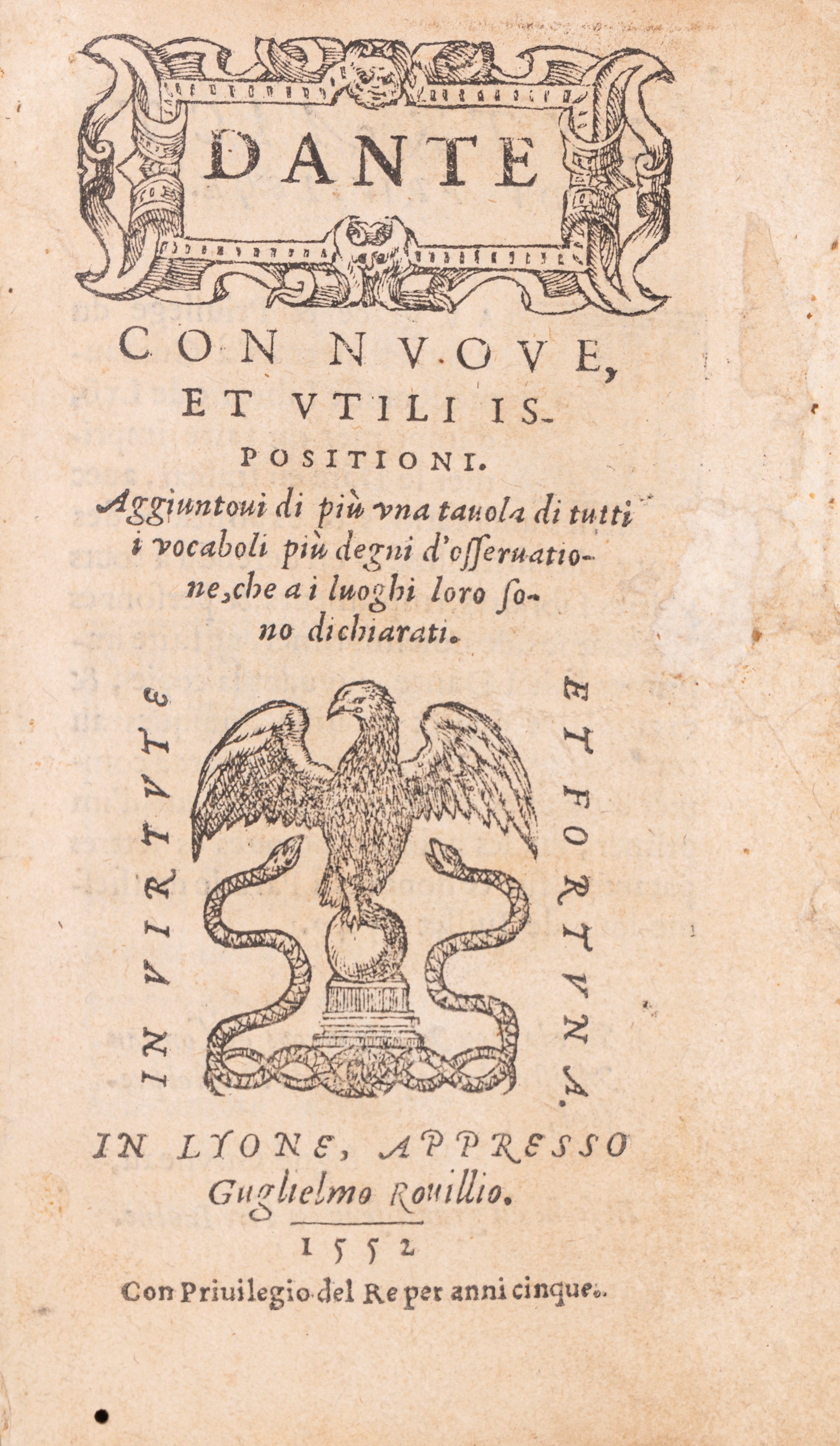 Alighieri, Dante - Dante Con nuove e utili isposizioni. 1552 | Libri ...