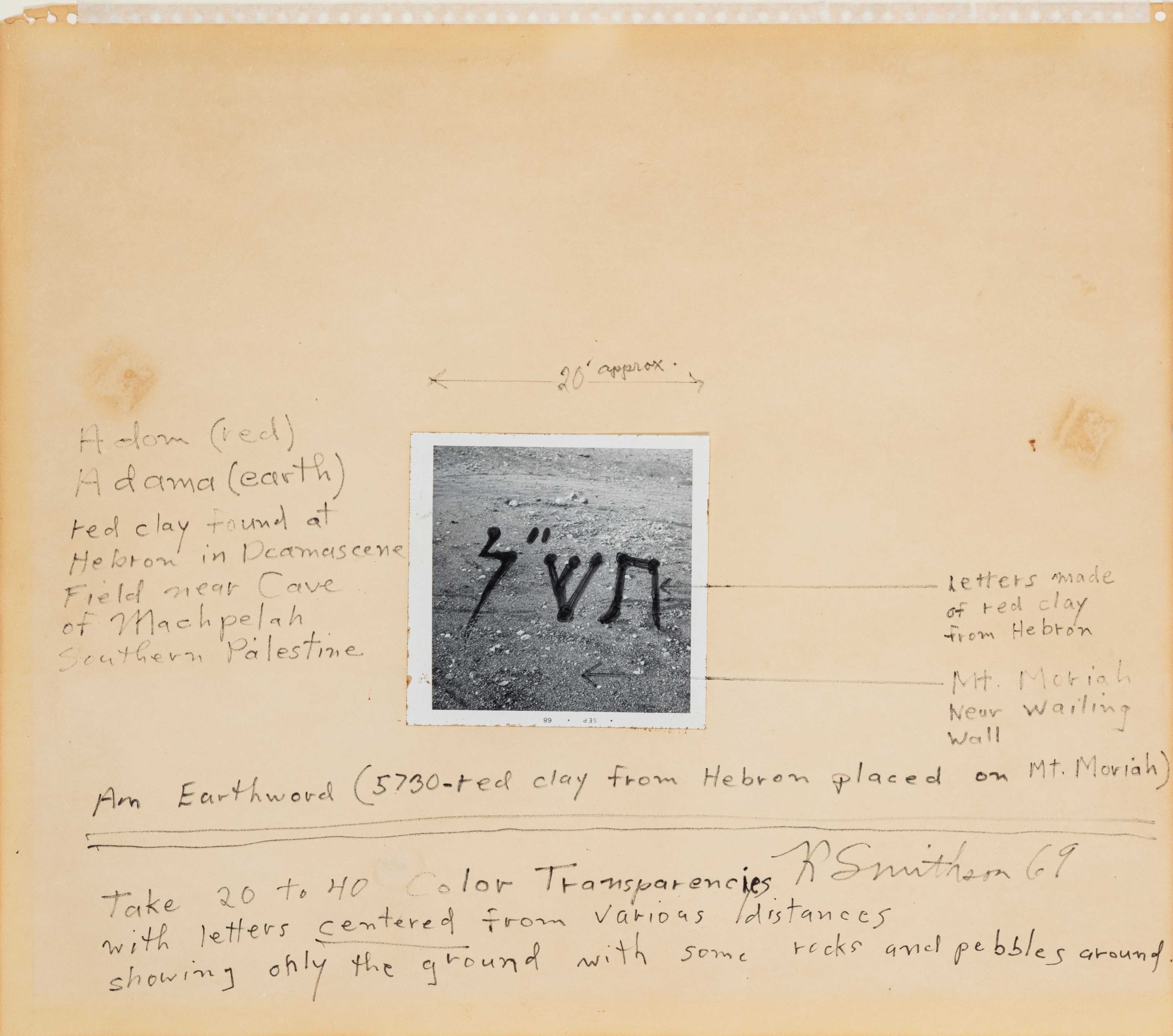 Robert Smithson - An Earthwork (5730-Red Clay from Hebron placed on Mt ...