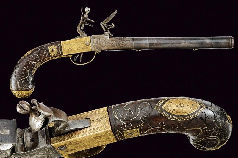A long flintlock boxlock pistol for the oriental market Early 19th ...