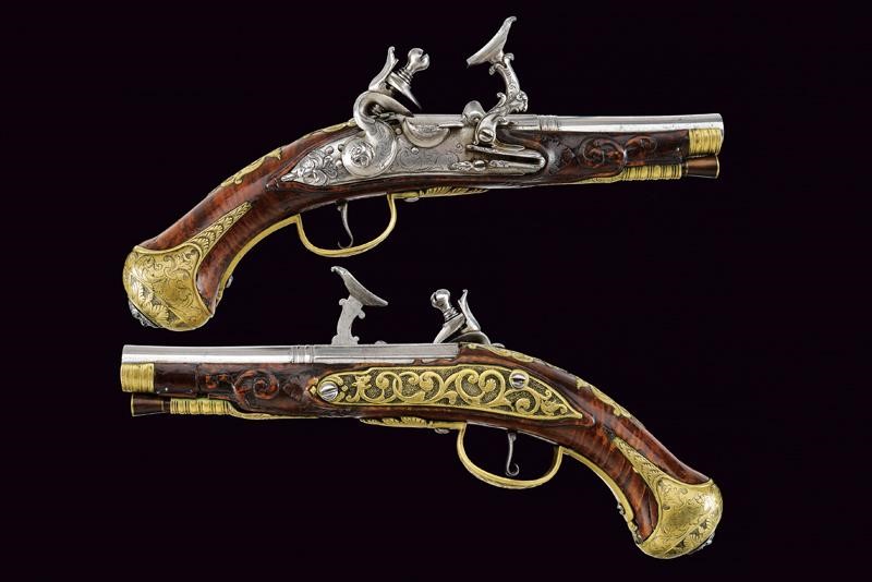An elegant pair of snaphance lock travel pistols 1752 | Fine Antique ...