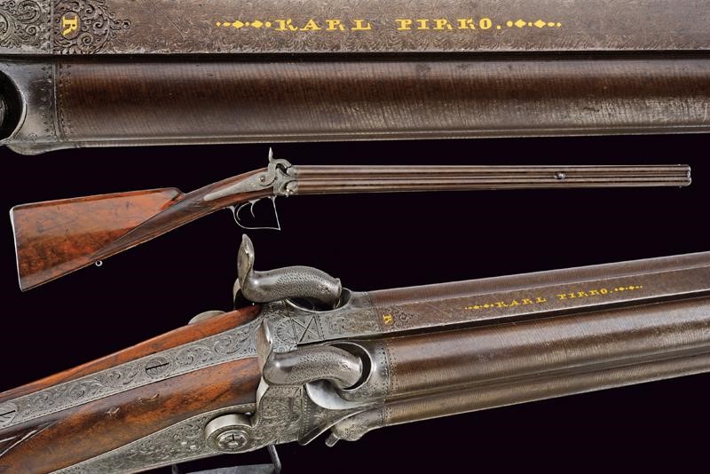 A rare and beautiful four-barreled percussion shotgun by Karl Pirko ...