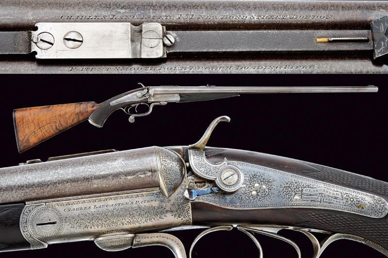 A fine double-barreled center fire shotgun with external cocks by ...