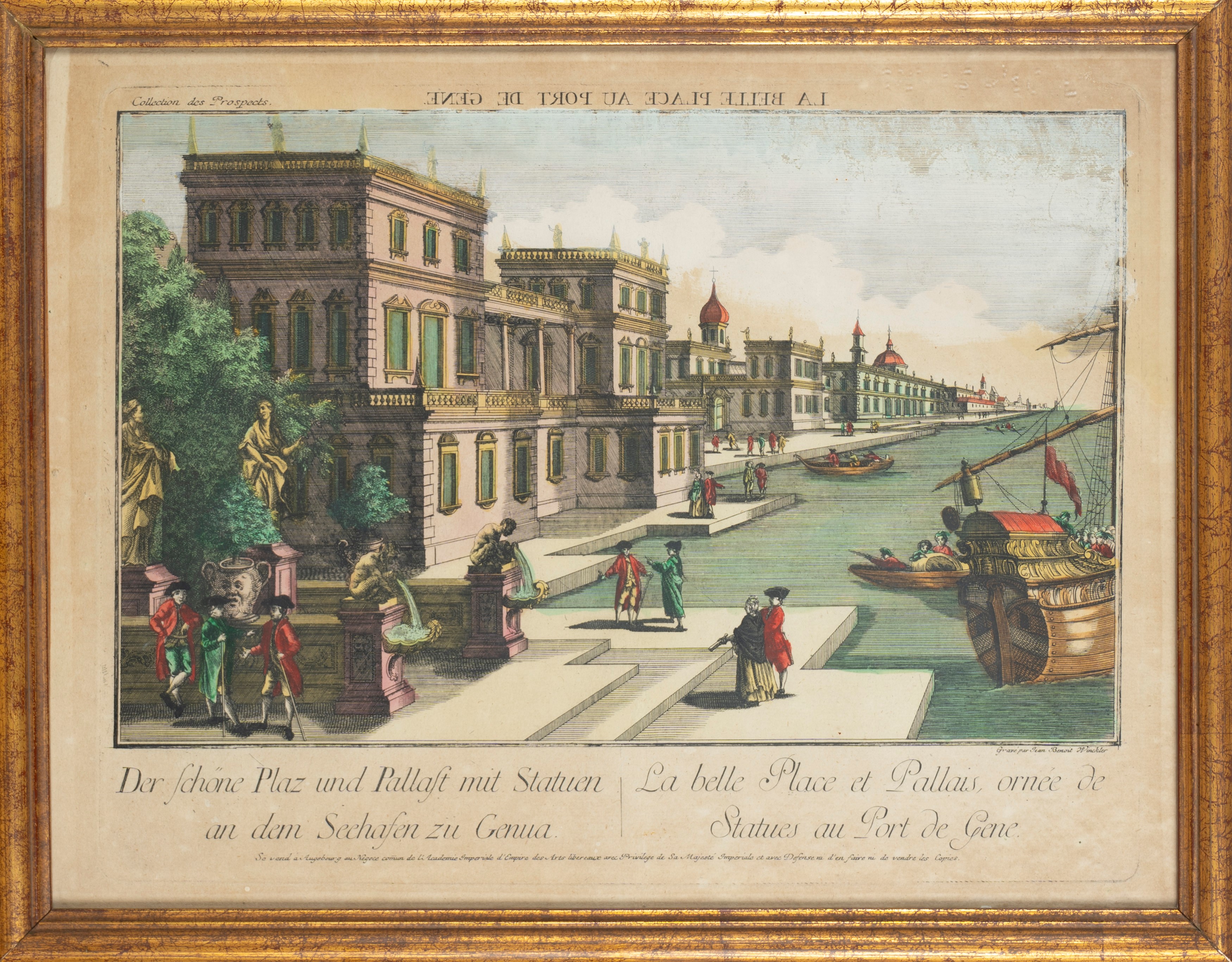 The beautiful Pace et pallais, ornee de statues au Port de Gene ...