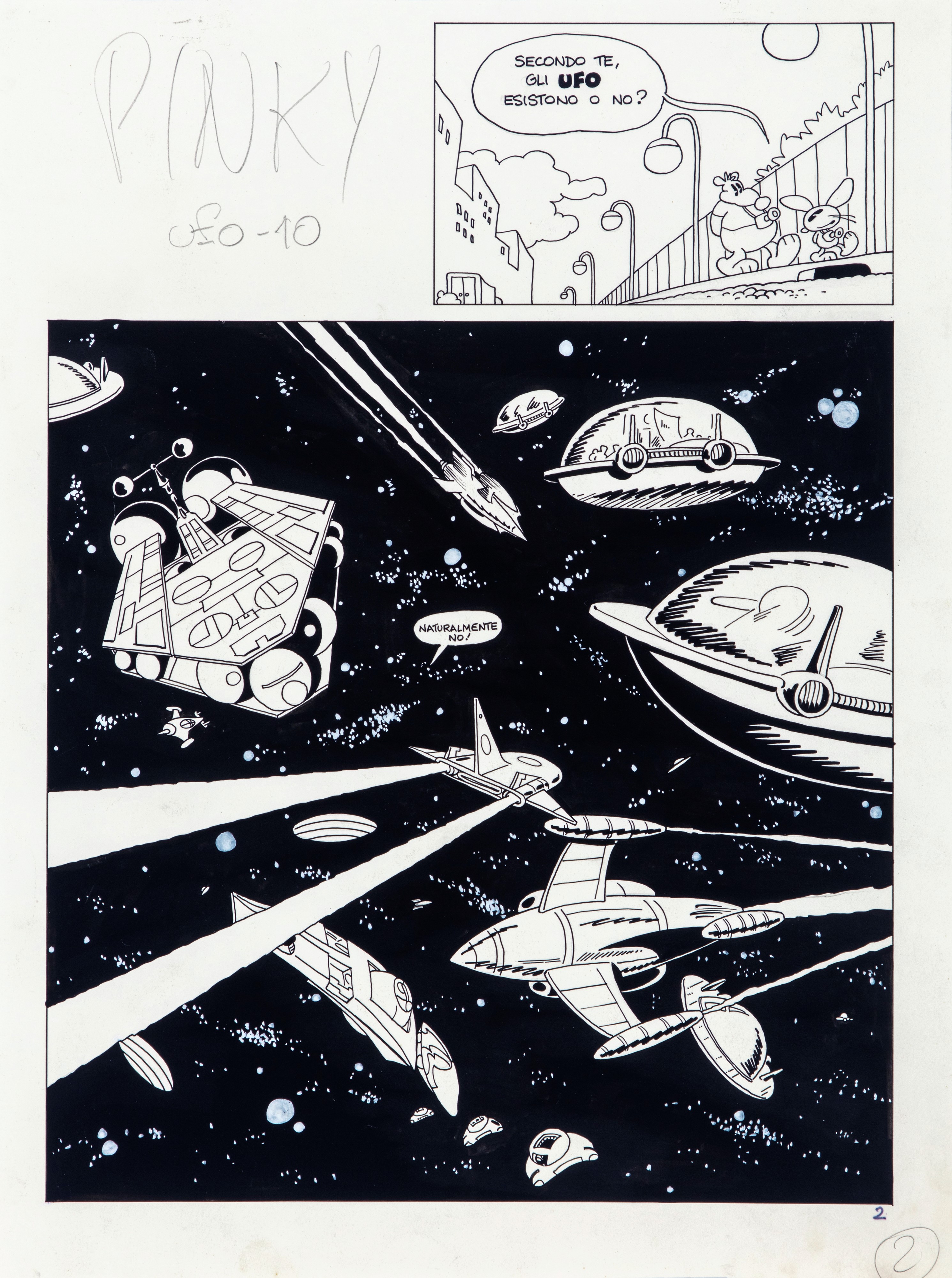 Massimo Mattioli - Pinky UFO - 10 1976 | Original Comic Arts & Illustrations | Finarte, casa d'aste