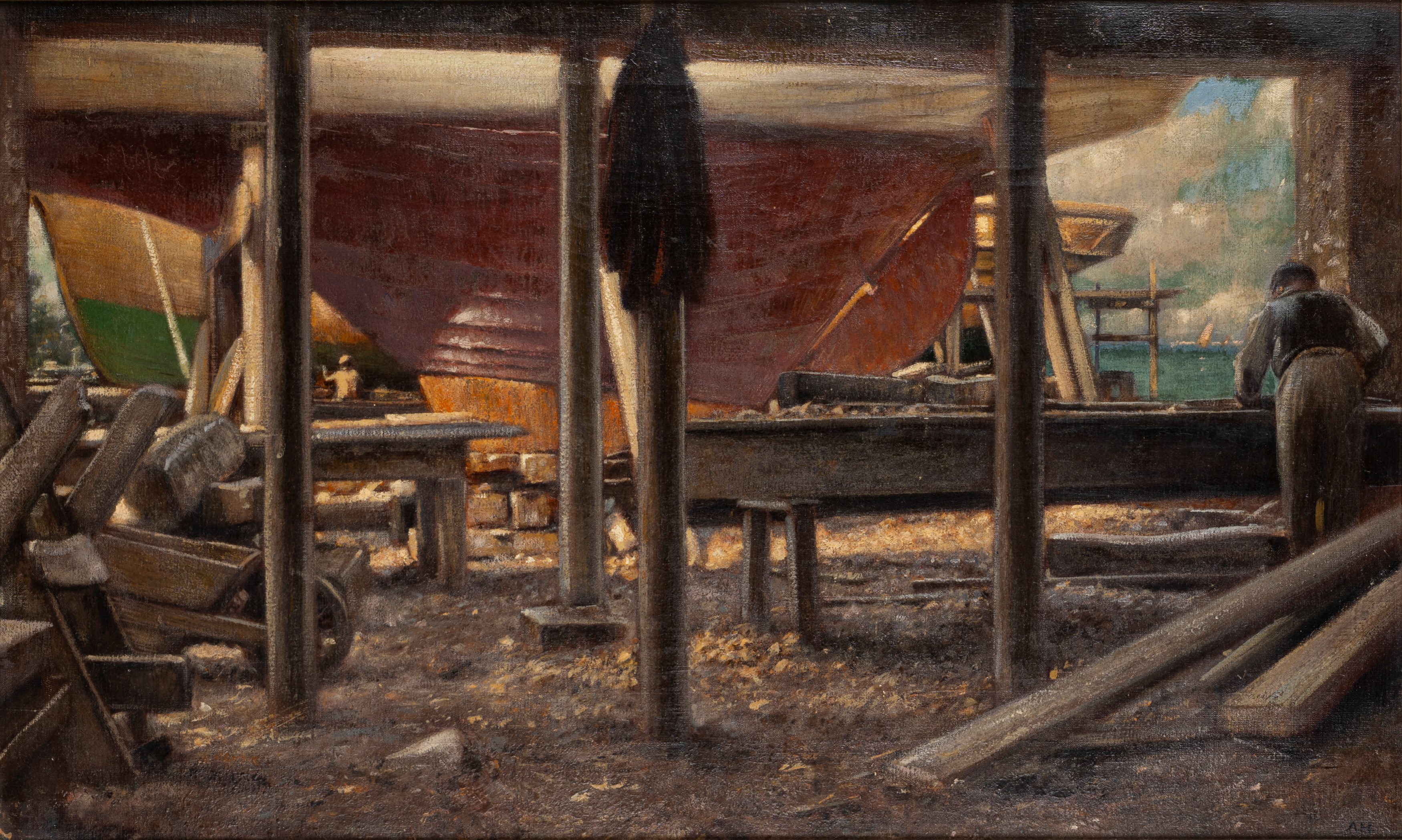 Adolf Hirémy-Hirschl - Cantiere navale | Arte Figurativa tra XIX e XX ...