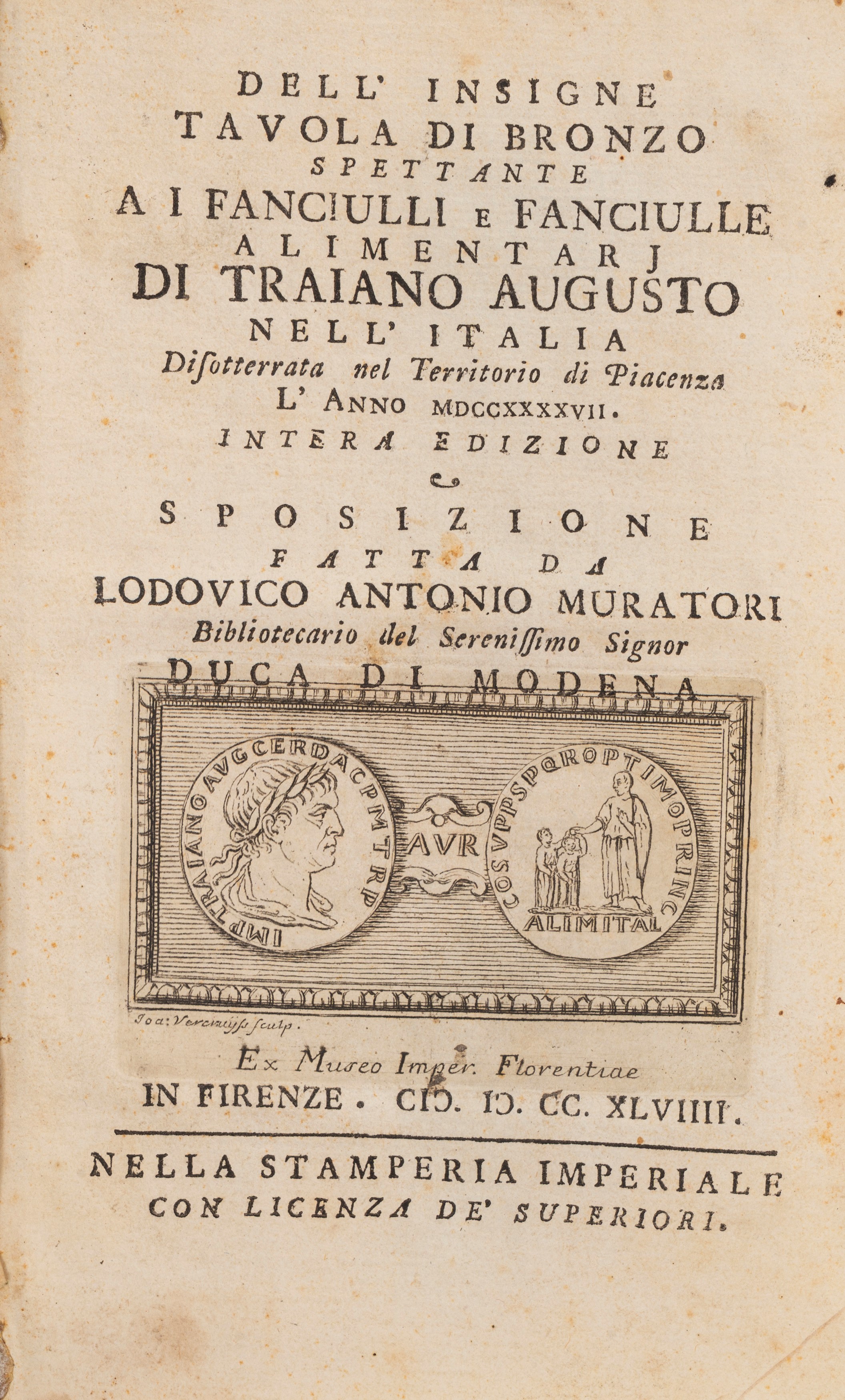Muratori, Ludovico - Of the illustrious bronze tablet belonging to the ...