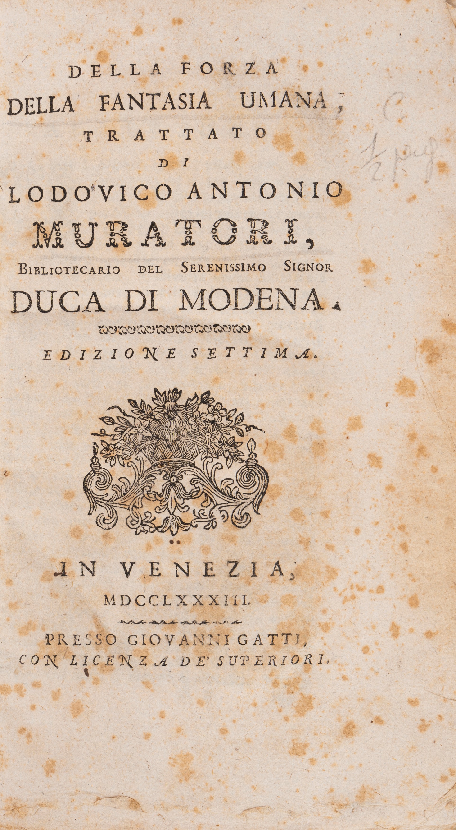 Muratori, Ludovico - On the power of human imagination 1783 | NAPOLI ...