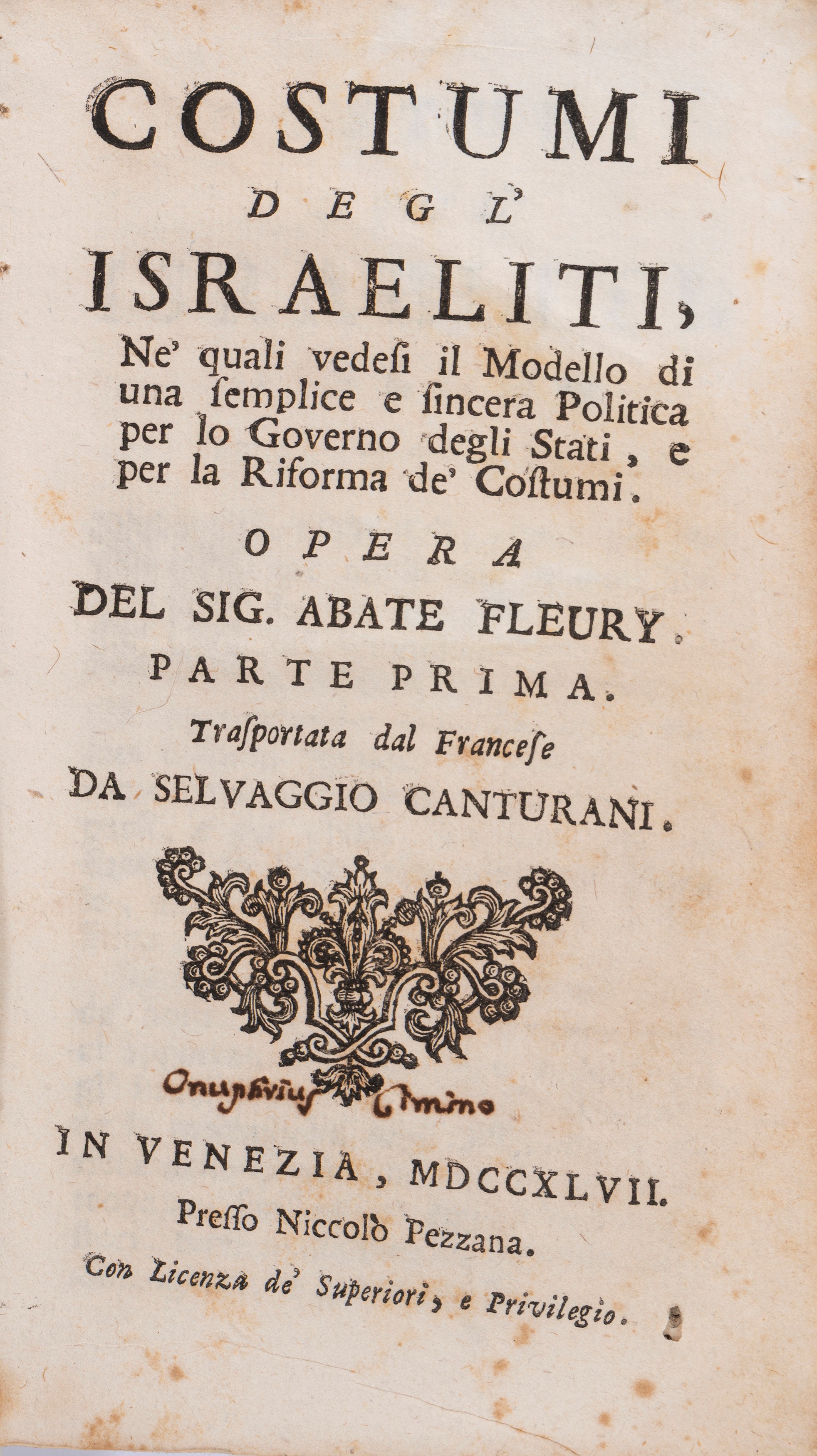 Antropologia - Giudaica - Fleury, Claude (Abate) - Customs of the ...