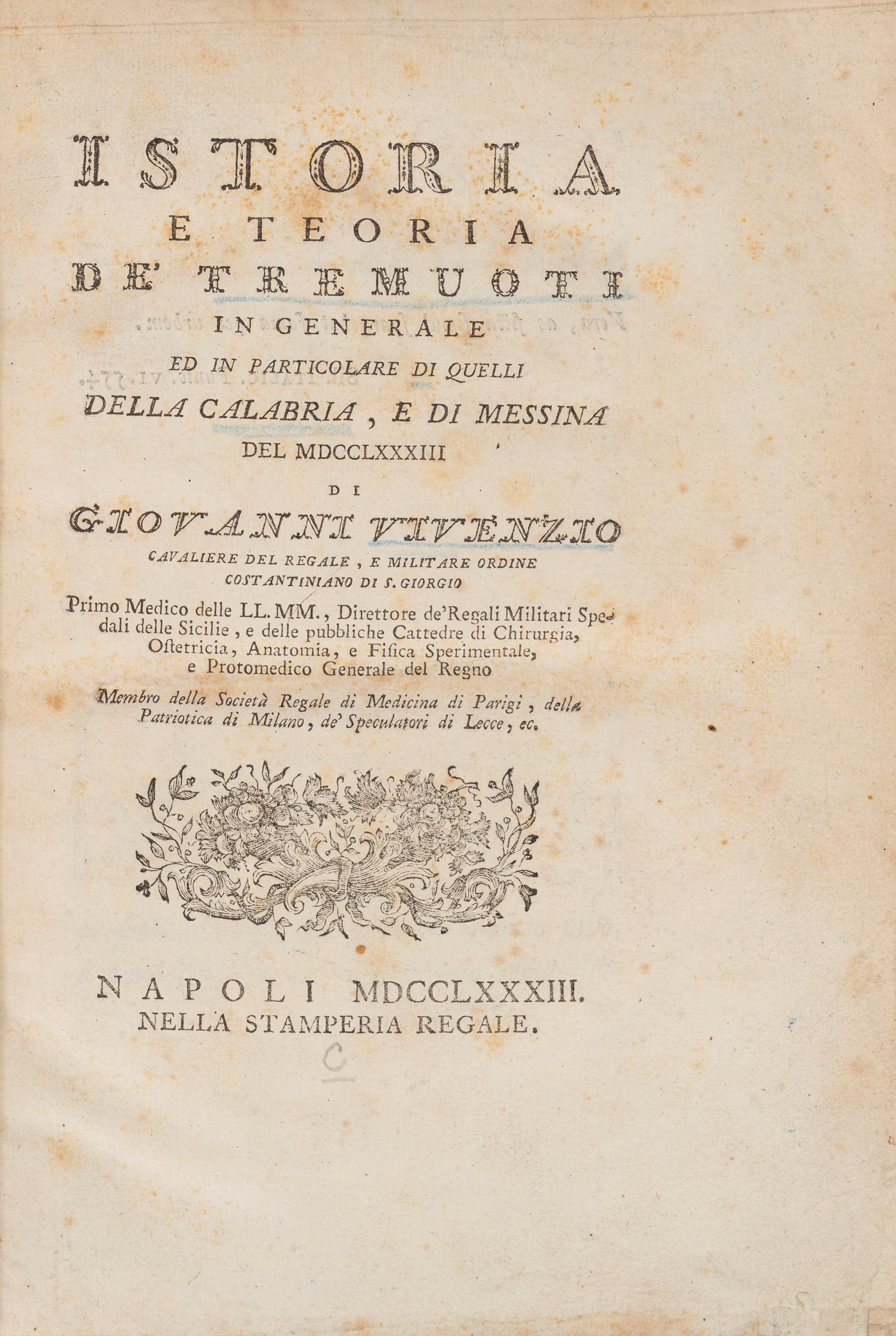 Vivenzio, Giovanni - History and Theory of Earthquakes [...] of ...