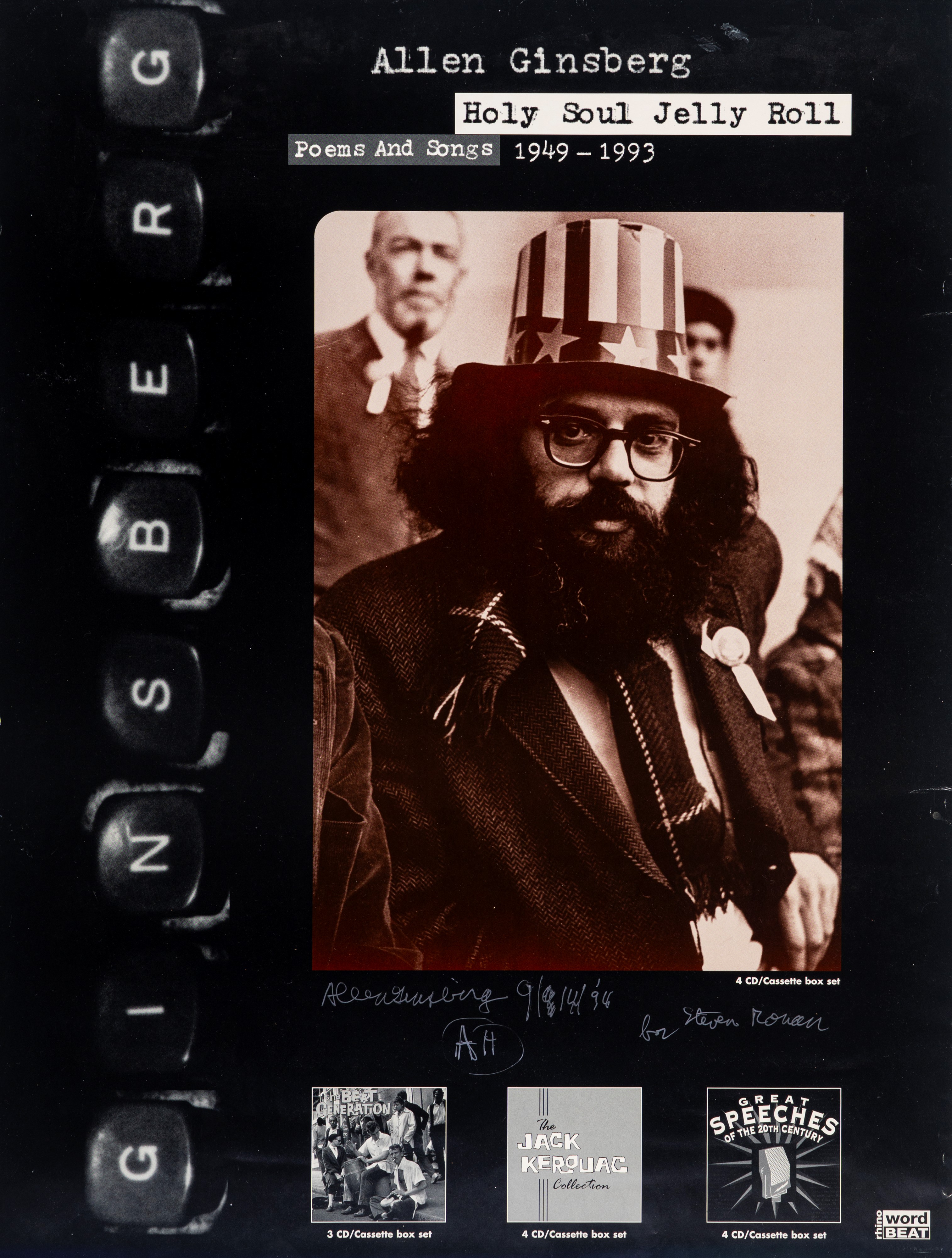 Allen Ginsberg - Allen Ginsberg – Poster autografato – 44x60 cm (17 × ...